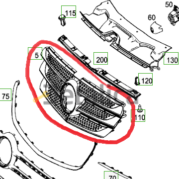 Решетка радиатора Мерседес W447 V250 V-Klasse оригинал