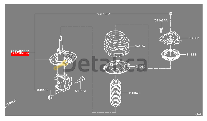 Амортизатор ( стойка ) передний левый для Ниссан Теана L33 оригинал